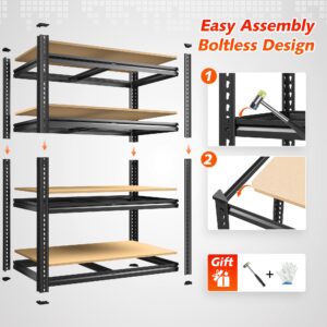 REIBII 35.5”W Garage Shelving Adjustable Storage Shelves,Heavy Duty Shelving Metal Shelving Unit Storage Rack Utility for Warehouse Basement Kitchen Pantry Closet,60.1" Hx35.5 Wx18 D