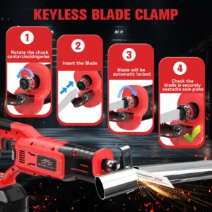 Cordless Reciprocating Saw for Milwaukee M18 18V Battery: 3200 SPM Brushless Sawzall, 3 Variable Speed, 1" Stroke Length, Keyless Blade Clamp, Includes 4 Blades for Metal, PVC, Wood. Tool Only