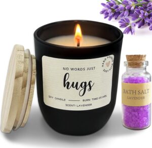 sympathy gifts for loss of loved one - no words just hugs candles,lavender scented candle 12oz, get well soon, thinking of you gift, bereavement gift for women men, miscarriage gift for mother