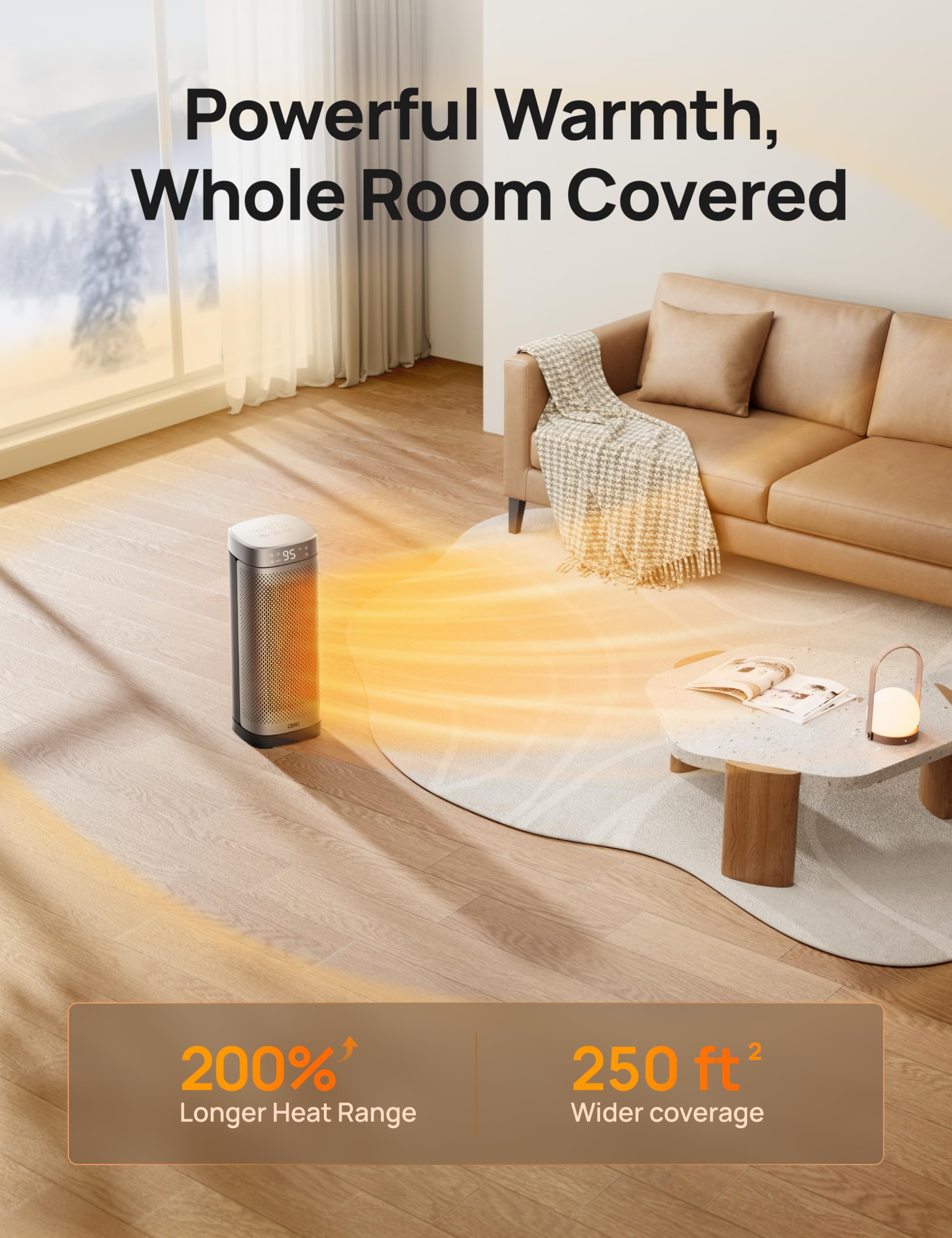 Dreo Space Heaters for Indoor Use, 16 Inch Fast Heating Portable Heaters with Remote, 12H Timer, 70° Oscillation, Overheat Protection, Safety Heat, Large PTC Ceramic Electric for Bedroom Home Office