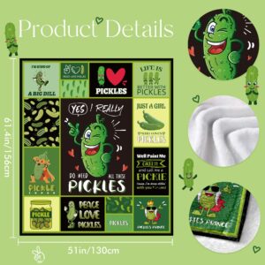 Pickle Blanket Gifts for Pickle Lovers - Funny Dill Pickle Gifts, Pickle Lover Gifts, Pickle Gift for Kids Women Girl, Super Soft Lightweight Cozy Pickle Blanket for Bed Couch Sofa Decor 50"×60"