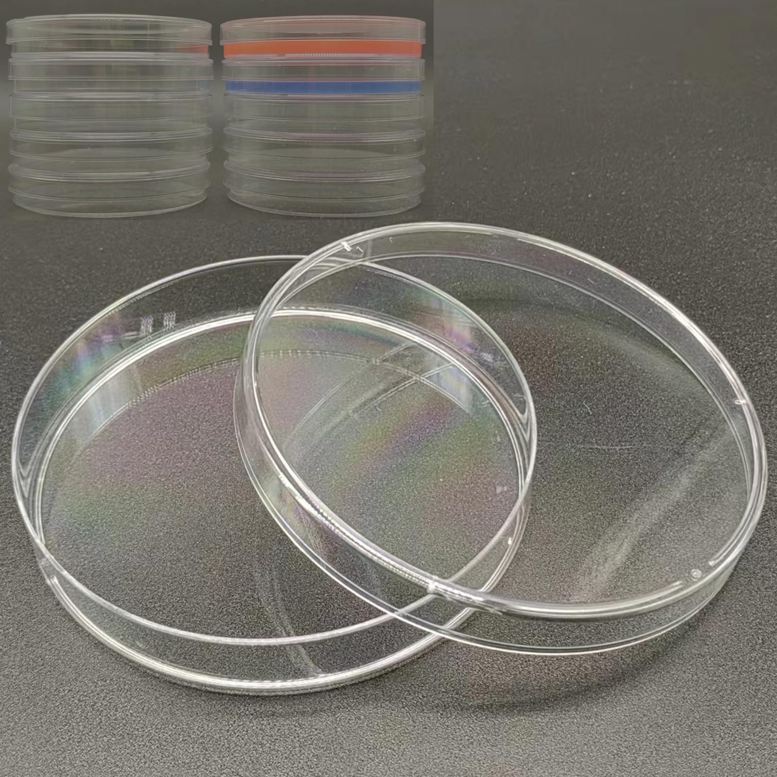 Pack of 10 Plastic Petri Dish with Lid, 90mm Diameter x 15mm Depth Plastic Petri Dish, Supplies for School Experiment Projects, Laboratory, Clear Petri Dish for Theme Party Events