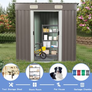 Huisuilinss Metal Outdoor Storage Shed 6x4 FT, with Floor Frame Waterproof UV Protection Storage House Garden Shed with Lockable Door for Garden Backyard Patio Lawn