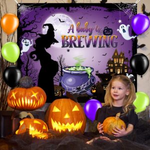 Halloween Baby Shower Decorations, A Baby is Brewing Gender Reveal Trunk or Treat Car Decorations Kit for SUV with Backdrop Banner Hanging Swirl Balloon for Halloween Baby Brewing Party Supplies Decor