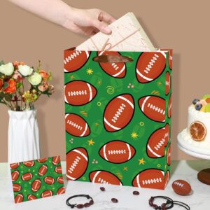 Football Gift Bag with Tissue Paper Set Football Party Gift Wrap Bags and Greeting Card Decorations for Sports Party Favor Football Birthday Goodie Treat Wrapping Bag for Boy Men Team Supplies