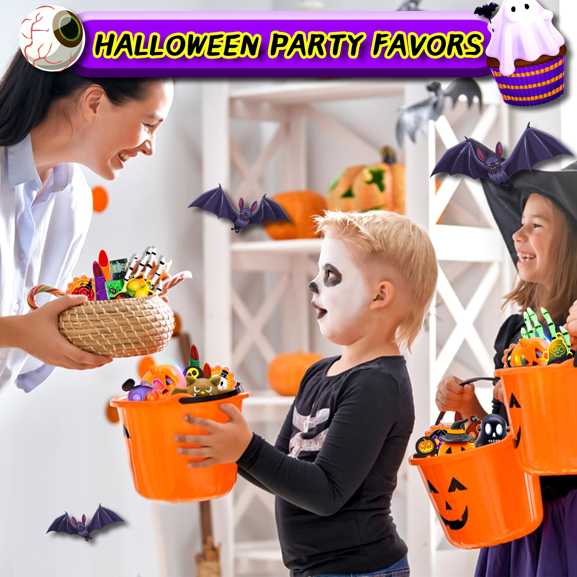 586 PCS Halloween Party Favors for Kids, Bulk Halloween Toys for Trick or Treat Non Candy Fillers Classroom Prizes Halloween Goodie Bags Stuffers Treasure Box Toys Gifts for Kids Party Supplies