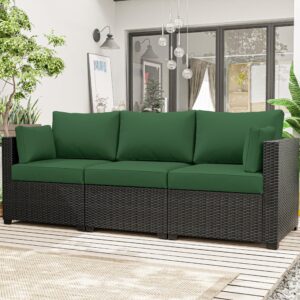 Kimunuk 8p Outdoor Cushion Slipcovers Outdoor Patio Cushions Covers Replacement Waterproof with Zipper for 3-Seat Outdoor Rattan Sofa Patio Furniture Cushion Covers Green, Covers Only