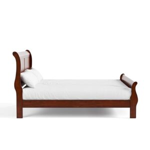 Furniture of America Arabella Traditional Wood King Bed Frame with Headboard and Footboard, Elegant Sleigh Design Bedframe for Bedroom, Guest Room, Easy Assembly, Box Spring Required, Cherry