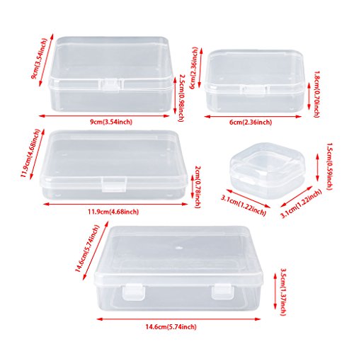 Happyaer Storage Box Square Transparent Plastic Jewelry Storage Boxes Beads Crafts for Case Container, 9x9x2.5cm