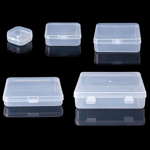 Happyaer Storage Box Square Transparent Plastic Jewelry Storage Boxes Beads Crafts for Case Container, 9x9x2.5cm