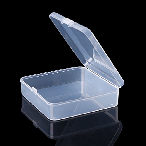 Happyaer Storage Box Square Transparent Plastic Jewelry Storage Boxes Beads Crafts for Case Container, 9x9x2.5cm