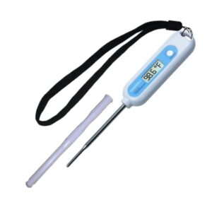 sharptemp-v veterinary thermometer for large animals. fast, accurate temperatures in 8-10 seconds. three-inch stainless-steel probe with blunt tip. safe for all farm animals & pets., white