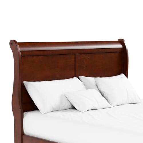 Furniture of America Arabella Traditional Wood King Bed Frame with Headboard and Footboard, Elegant Sleigh Design Bedframe for Bedroom, Guest Room, Easy Assembly, Box Spring Required, Cherry