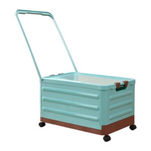 magideal storage bin with wheels and handle rolling crate foldable closet organizer with lid lidded storage bin for clothes household, blue, 53cmx36cmx29cm