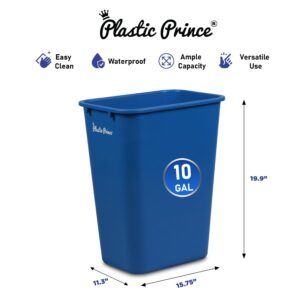 (Set of 2) 40 Quart Trash Can, Black and Blue Plastic Rectangular 10 Gallon Wastebasket for Kitchen Bathroom Office, 40 qt Garbage Can Fits Under Desk Cabinet Sink