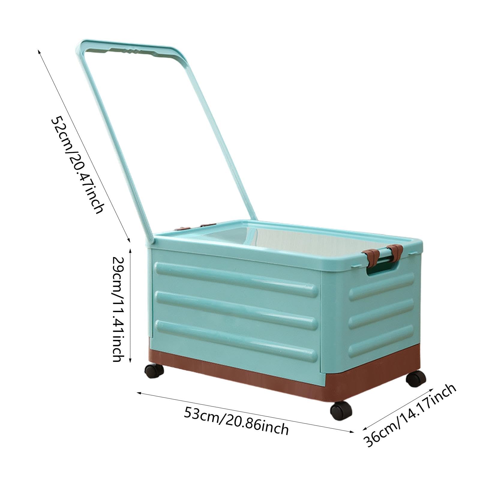 MagiDeal Storage Bin with Wheels and Handle Rolling Crate Foldable Closet Organizer with Lid Lidded Storage Bin for Clothes Household, Blue, 53cmx36cmx29cm