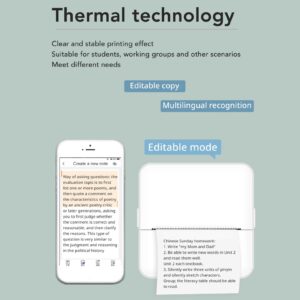 Alomejor Portable Mini Thermal Printer, Pocket Error Machine Printer with One Click Printing for Students Working Groups