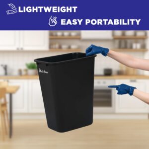 (Set of 2) 40 Quart Trash Can, Black and Blue Plastic Rectangular 10 Gallon Wastebasket for Kitchen Bathroom Office, 40 qt Garbage Can Fits Under Desk Cabinet Sink