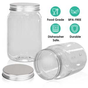 Darice 8 oz Plastic Mason Jars with Airtight Screw on Lid - Refillable Clear Plastic Jars Containers for Kitchen and Household Storage, BPA-Free Jars with Lids, Pack of 12