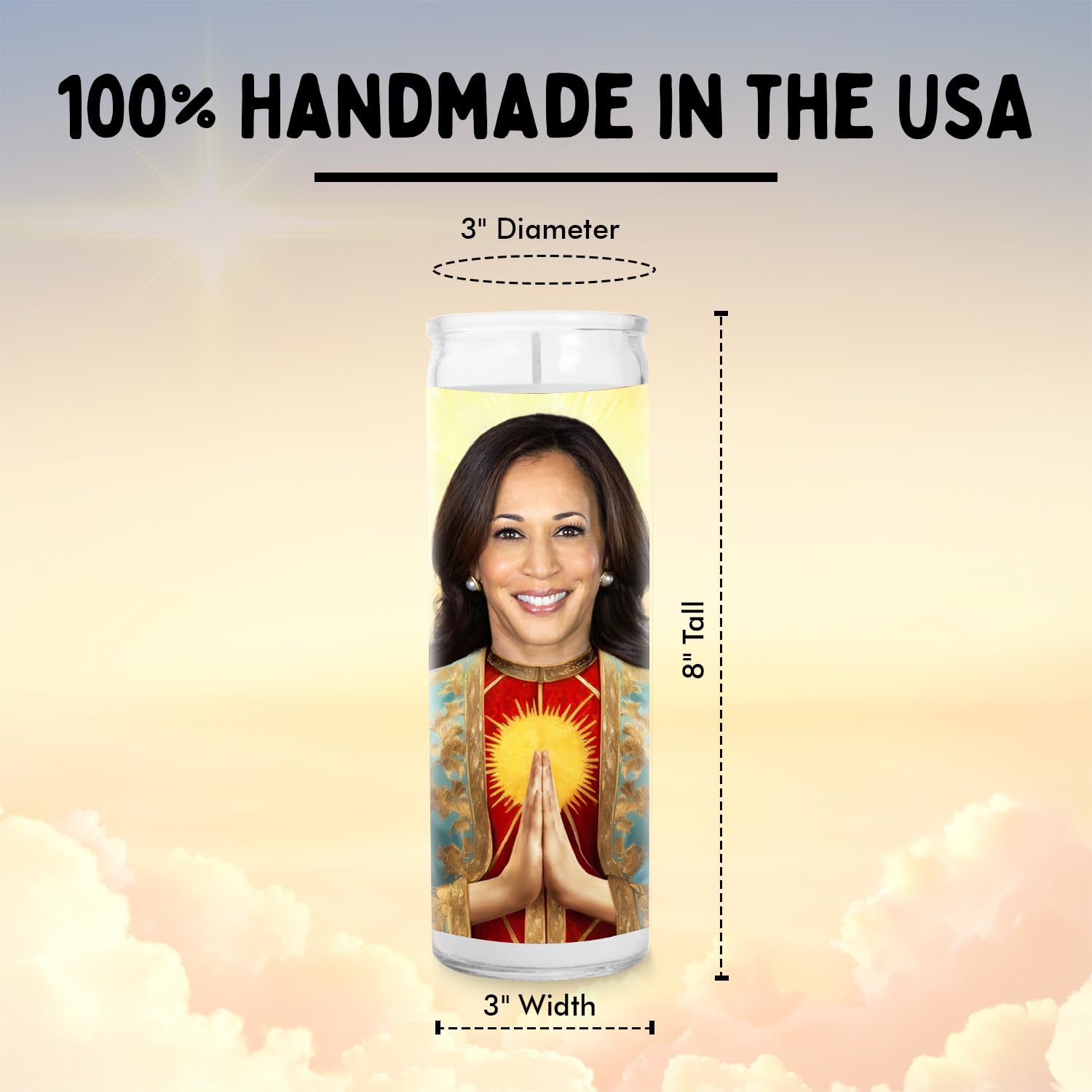 Kamala Celebrity Candles - Unique Gift - Votive Glass Jar White Candle - Handmade Soy Wax Candle - Unique Novelty Gift 2024