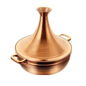 chenyuefa 304 stainless steel moroccan tagine pot,non stick tagine stainless steel tower stew dry pot non-stick slow cooker seafood high lid pan electromagnetic cooker moroccan tajine casserole,gold,2