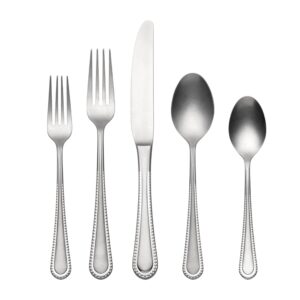 oneida hartwell vintage tumbled piece flatware set, 42 count, metallic