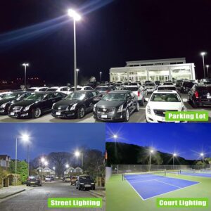 9 Pack 480V 150W LED Parking Lot Light,UL DLC Listed Commercial 22500LM LED Shoebox Pole Lights Slip Fit Mount Flood Lights 5000K IP65 Outdoor Area Sport Court Street Road Lighting AC 277-480V