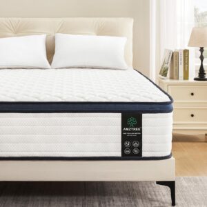 amztree twin mattress 10 inch twin size mattresses - memory foam & pocket coils springs, pressure relief, medium firm comfort, motion isolation, ideal for all sleep positions, certipur-us certified