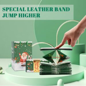 Surprise Gift Box Explosion for Money, Unique Folding Bouncing Red Envelope Gift Box with Confetti, Cash Explosion Luxury Gift Box for Birthday Anniversary Valentine Proposal (15 Bounces) (Green Christmas)