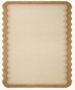 capitola rugs hand tufted 100% wool rug, scalloped edges, hand hooked, modern ombre wave design, multiple sizes/colors (mustard, 8x10), caac-22