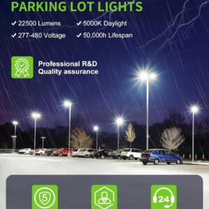 9 Pack 480V 150W LED Parking Lot Light,UL DLC Listed Commercial 22500LM LED Shoebox Pole Lights Slip Fit Mount Flood Lights 5000K IP65 Outdoor Area Sport Court Street Road Lighting AC 277-480V