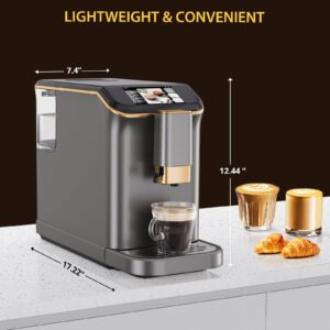 GarveeHome Espresso Maker with Automatic Milk Frother One Touch Control, Coffee Maker Built-in Grinder, 15 Brewing Options, Super Automatic Convenience, 1350W, Gold Gray