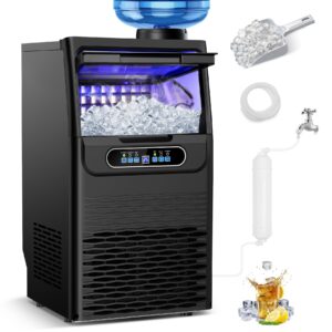 commercial ice maker 100 lbs/24h, dual water inlet options, rapid 36 ice cubes in 9-15 mins, stainless steel ice under counter/freestanding machine for home, party, office