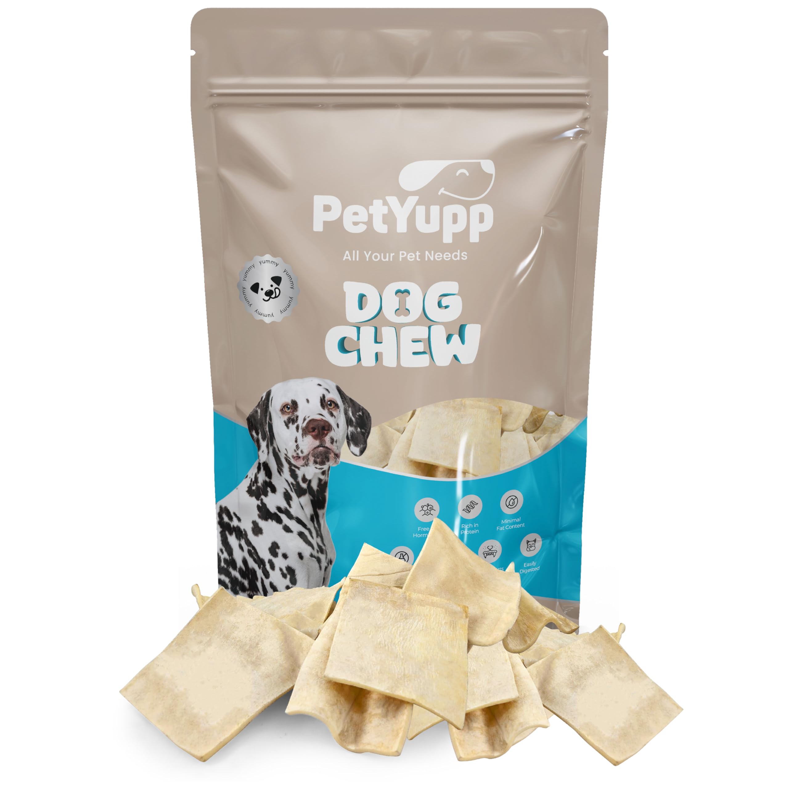 PetYupp Water Buffalo Cheek Chips Dog Chew - 1 lb - 100% Natural Dog Treats - for Small, Medium & Large Dog, High-Protein & Low-Fat Dog Treats, Promotes Dental Health - Non-GMO & No Additives