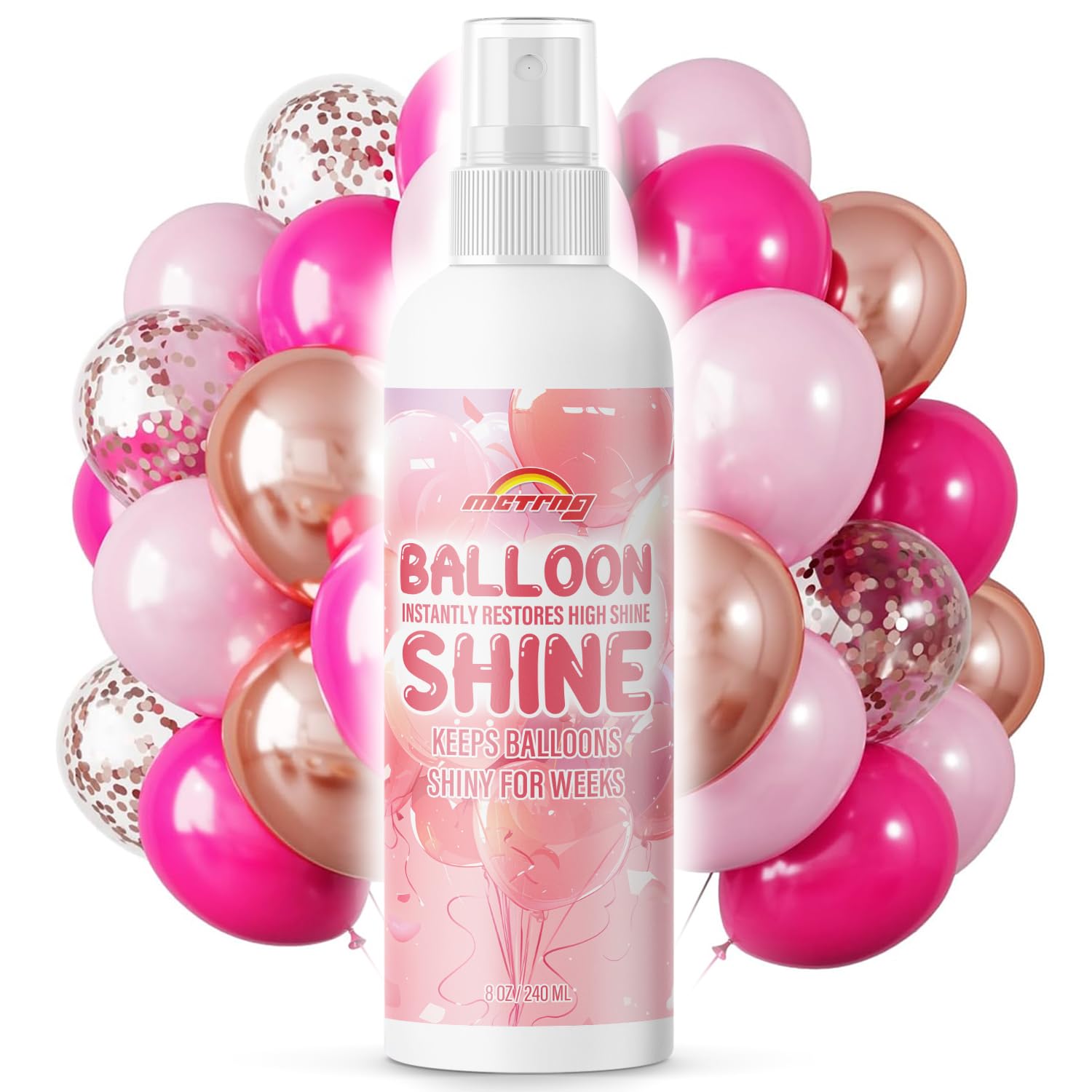 8 oz Instant Glossy Balloon Shine Spray, Long-lasting Balloon Spray Shine with Fragrance-free Formula for Vibrant Finish, No-wipe Balloon Spray for Party Décor, Events