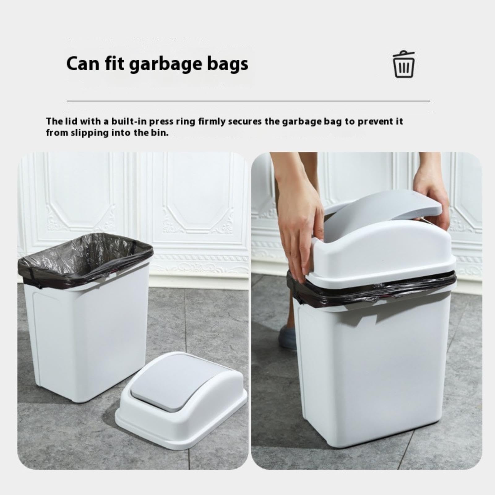 Outdoor Trash Can for Patio ,5.5 Gallons, Plastic Garbage Can with Lid, Waste Basket,trash Bin,garbage Bin ,dog Proof Trash Can for Outdoor, Bedroom, Dorm, Kitchen, Living Room, Bathroom, Office