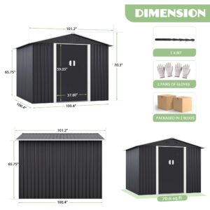 JAXPETY Large Storage Shed, Metal Sheds & Outdoor Storage, Outdoor Shed with Air Vent Lockable Door, Sheds & Outdoor Storage Tool Shed for Backyard Garden Patio Lawn (8X8 FT)