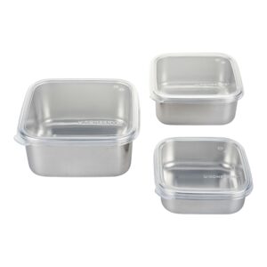 U Konserve Stainless Steel Nested Trio Food Storage Container Bento Box, Set of 3 (15, 30, & 50 oz), Leak Resistant, Silicone Lid, Dishwasher Safe, Plastic Free