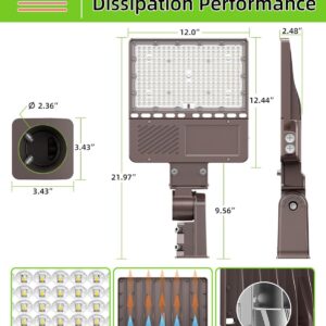 9 Pack 480V 150W LED Parking Lot Light,UL DLC Listed Commercial 22500LM LED Shoebox Pole Lights Slip Fit Mount Flood Lights 5000K IP65 Outdoor Area Sport Court Street Road Lighting AC 277-480V