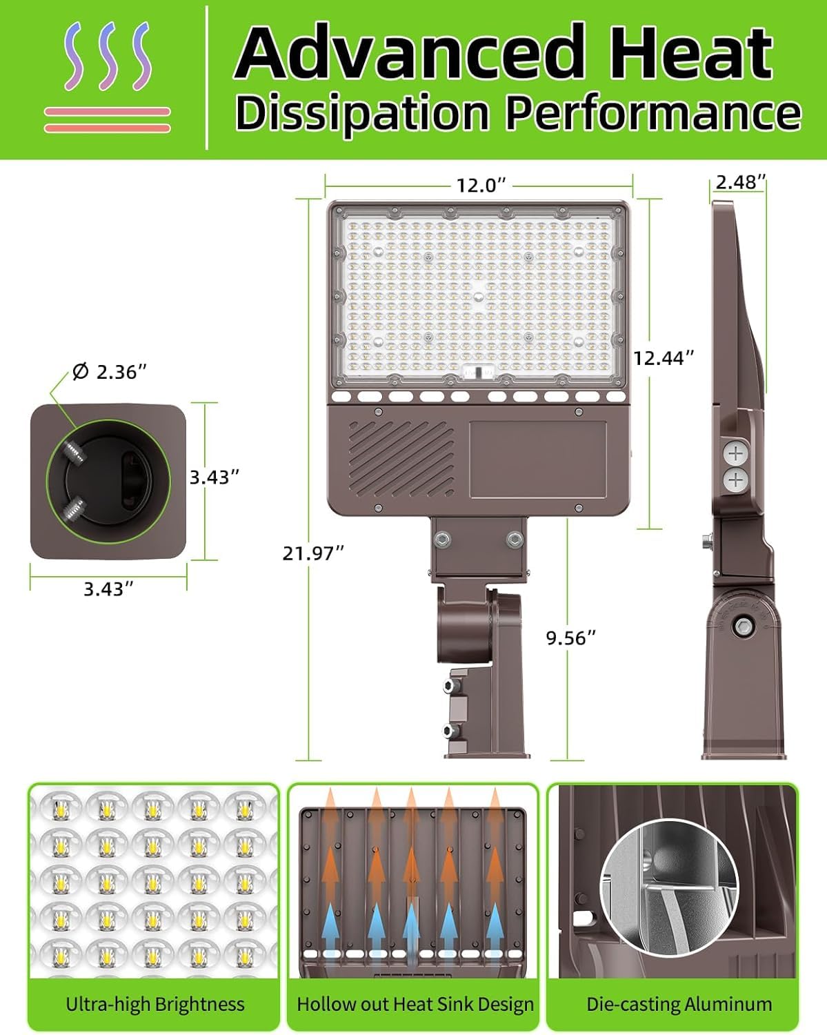 9 Pack 480V 150W LED Parking Lot Light,UL DLC Listed Commercial 22500LM LED Shoebox Pole Lights Slip Fit Mount Flood Lights 5000K IP65 Outdoor Area Sport Court Street Road Lighting AC 277-480V