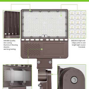 9 Pack 480V 150W LED Parking Lot Light,UL DLC Listed Commercial 22500LM LED Shoebox Pole Lights Slip Fit Mount Flood Lights 5000K IP65 Outdoor Area Sport Court Street Road Lighting AC 277-480V