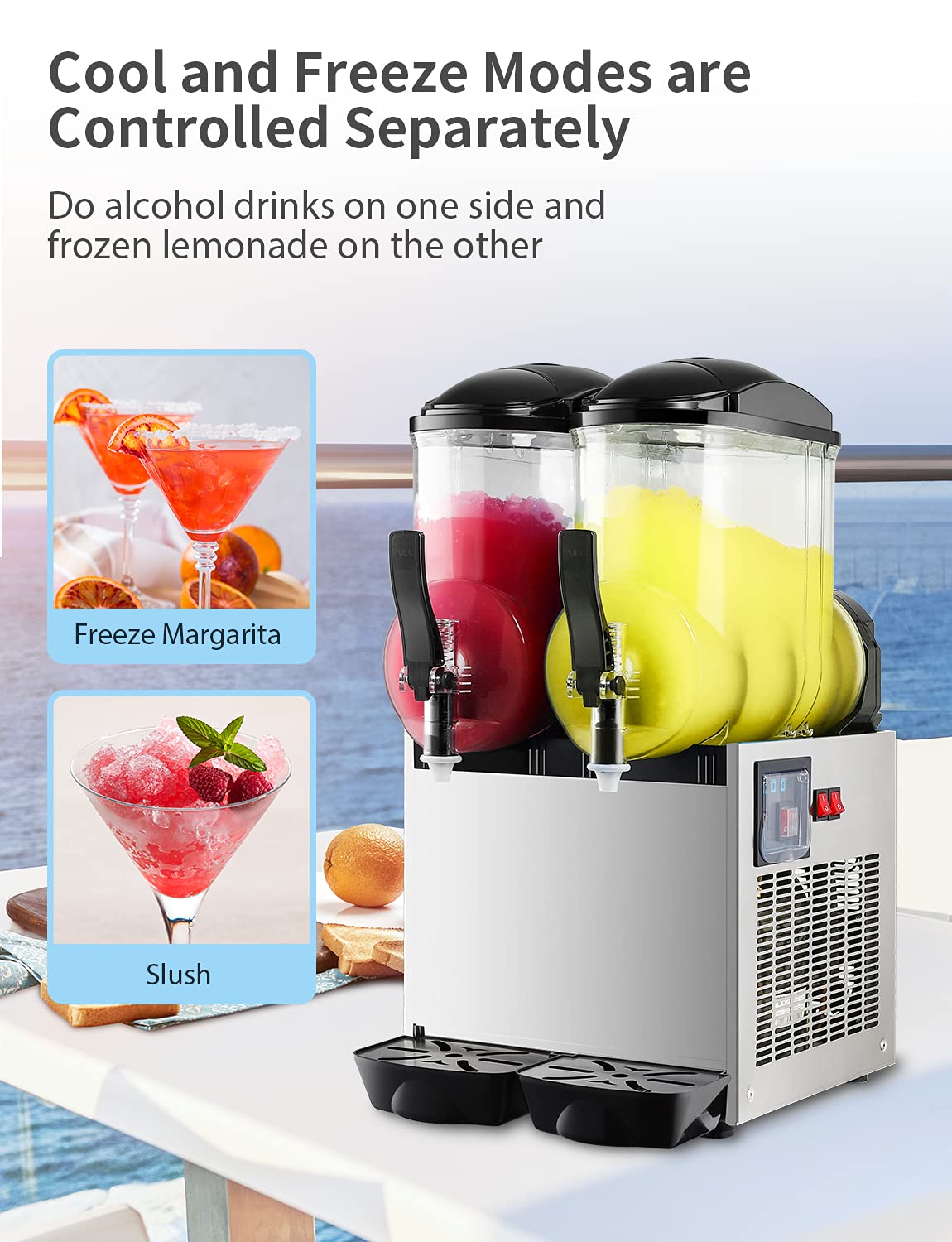 Commercial Slushy Machine, 30L Margarita Machine, Slush Frozen Drink Maker with Automatic Cleaning, Stainless Steel Margarita Smoothie Slushie Machine for Restaurant Bar Party