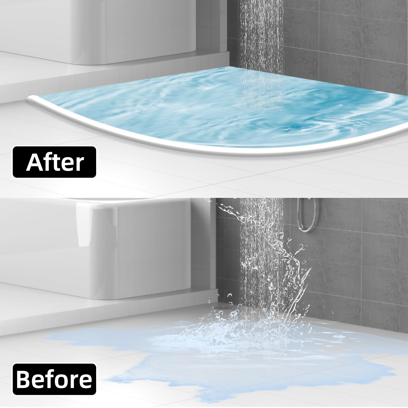 118" Collapsible Shower Threshold Water Dam Barrier,Walk in Shower Splash Guard for Bathtub,Shower Edge Water Stopper for Wet & Dry Separation,Shower Door Water Blocker in Bathroom Kitchen,Transparent