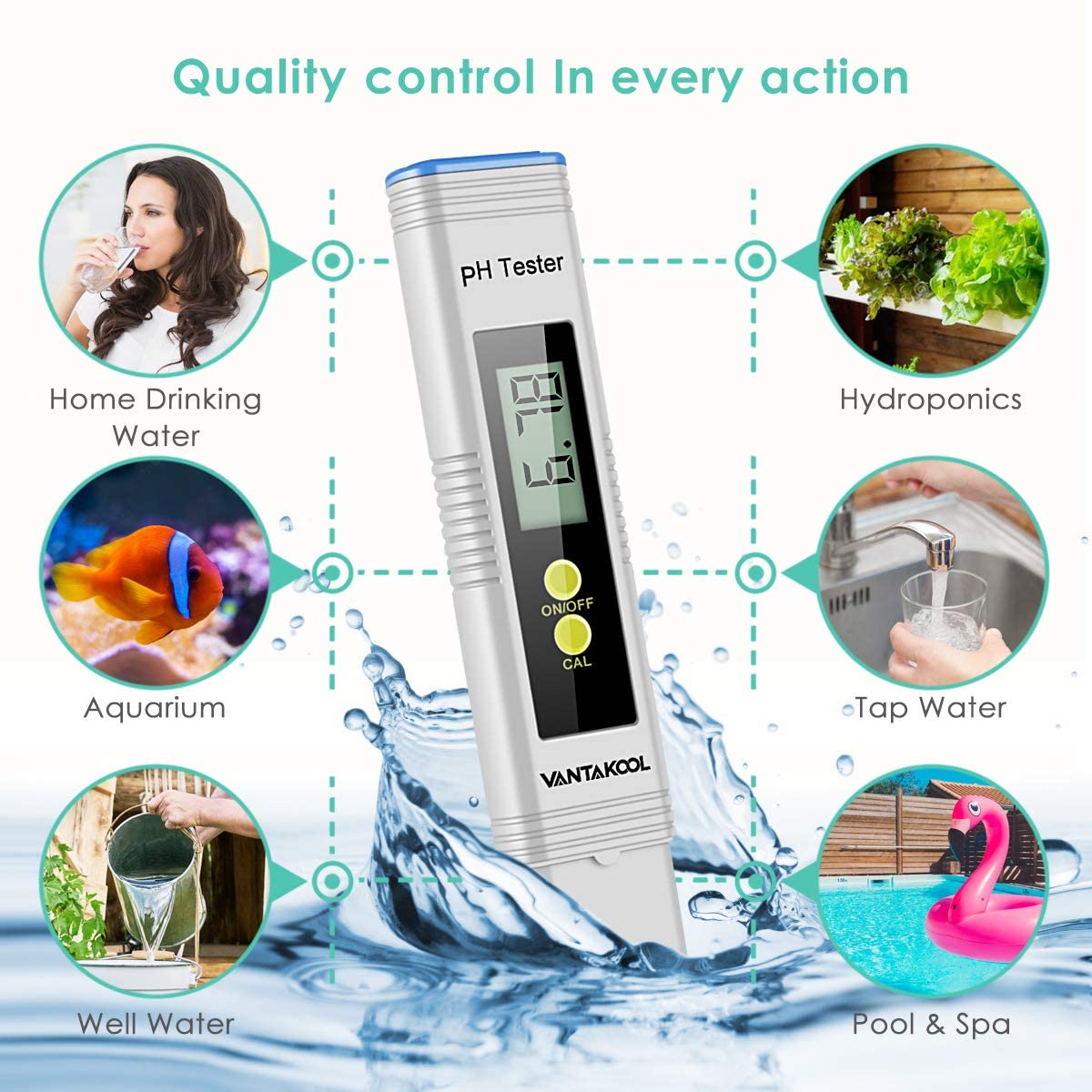 PH Meter, Digital PH Meter, PH Meter for Water, PH Tester 0.01 PH High Accuracy Water Quality Tester with 0-14 PH Measurement Range, PH Meter for Household Drinking Water, Aquarium, Swimming Pool, Spa