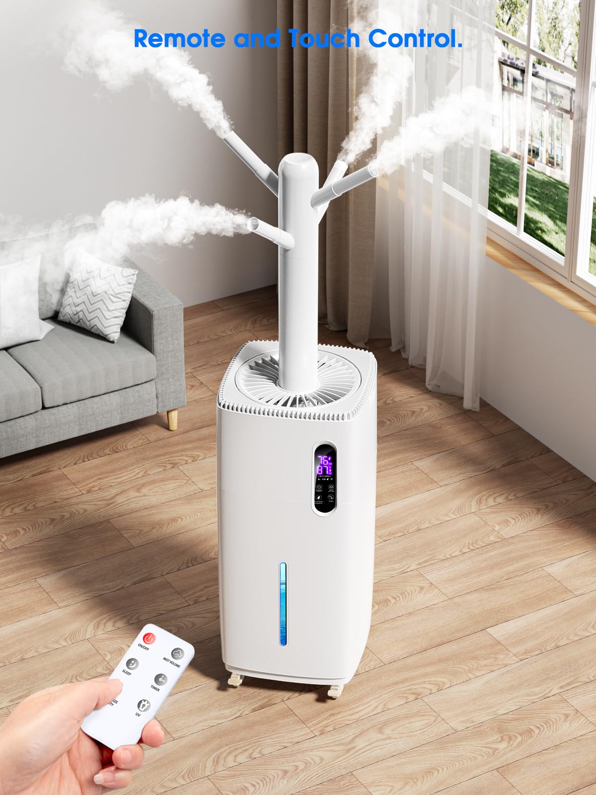 Petsaint 26L/5.7Gal Humidifier for Large Room Up to 3000 ft², 6-core atomization, 2000 mL/h Mist Output, Remote Control and 6 Mist Level, Ultrasonic Cool Mist Humidifiers for Bedroom Whole House