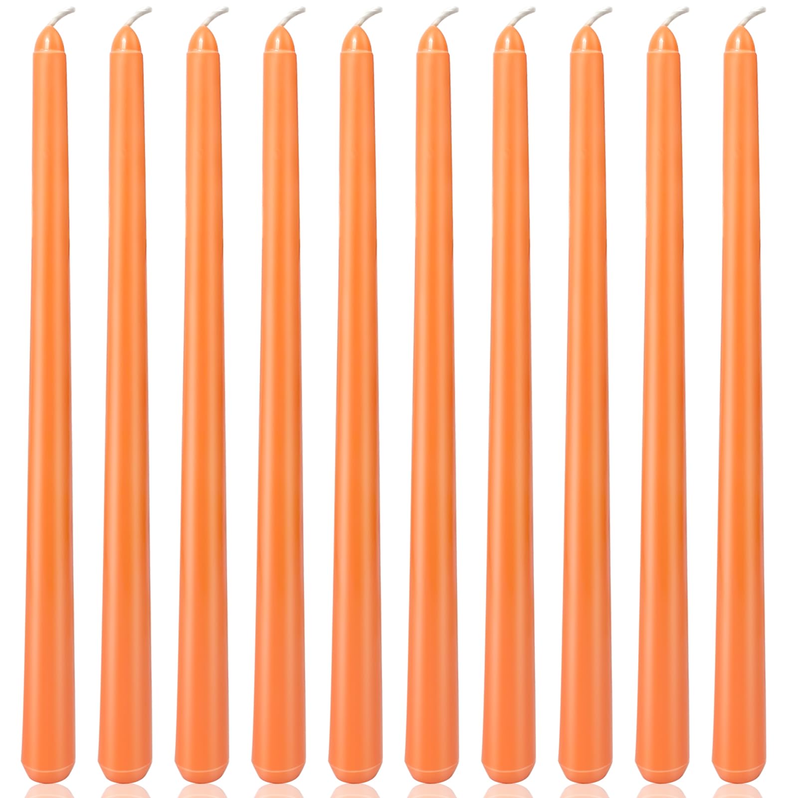 10 Pack 12 Inch Orange Taper Candles – Unscented, Dripless, Smokeless Candlesticks for Halloween, Autumn Decor, Thanksgiving, and Home Celebrations – Long Burning Dinner Candles for All Occasions