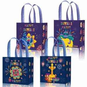 yvaine 12 pieces happy diwali gift bags diwali party non-woven bags festival of lights party goodie bags for diwali party decoration supplies