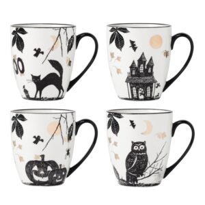 lenox 896925 vintage haunted halloween mugs, set of 4, assorted, halloween