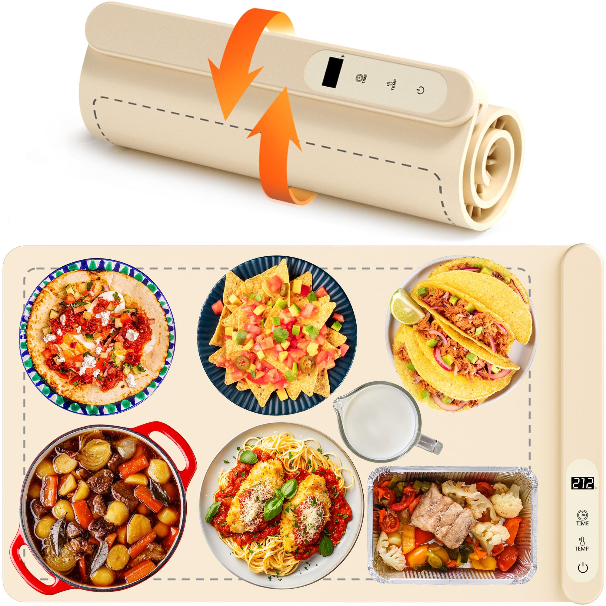 Warming Mat for Food, Home Essentials Food Warmer,6 Temperature and Timer Settings,Fast Heating, and Even Heat Distribution,Electric Warming Tray for Buffets, Parties, and Everyday Use