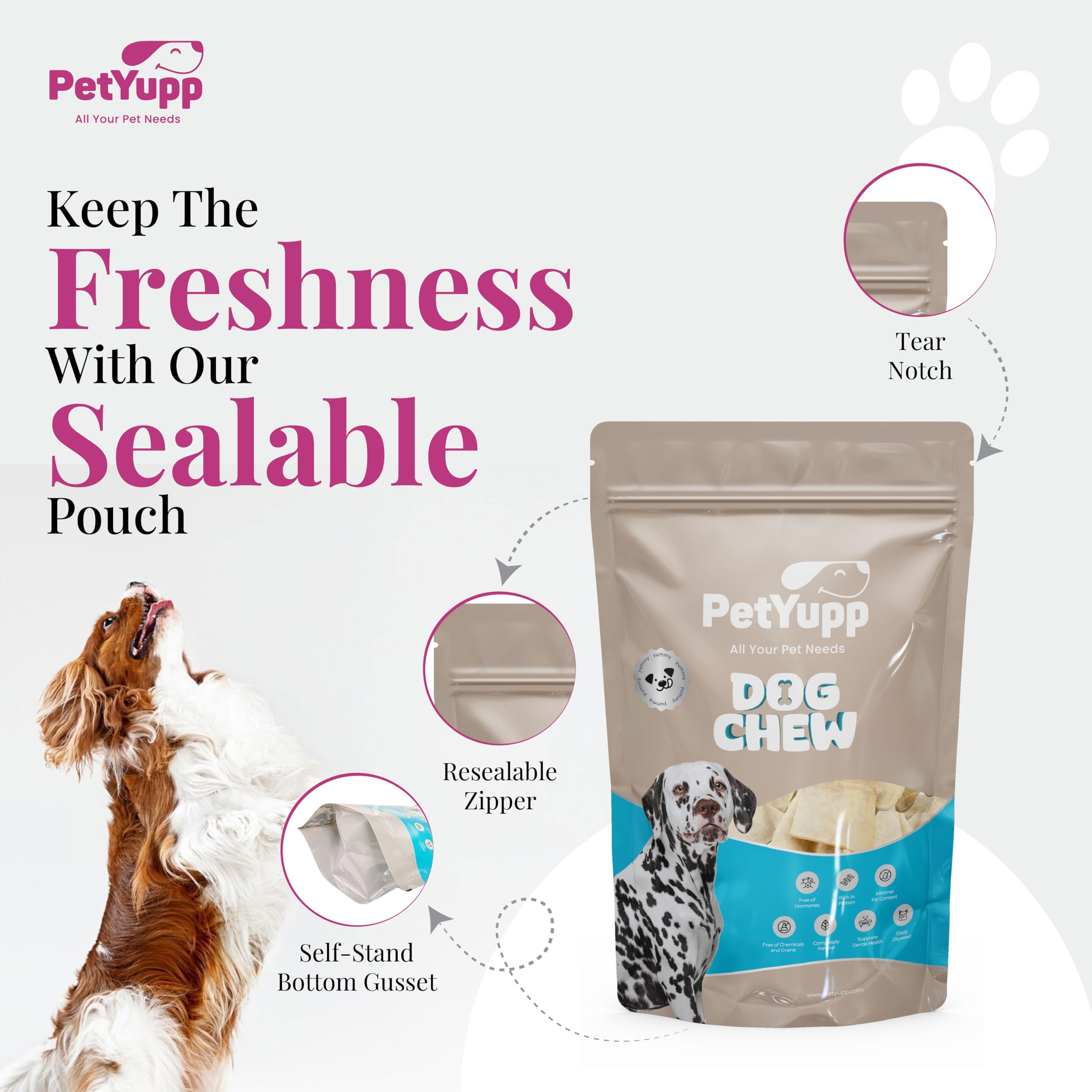 PetYupp Water Buffalo Cheek Chips Dog Chew - 1 lb - 100% Natural Dog Treats - for Small, Medium & Large Dog, High-Protein & Low-Fat Dog Treats, Promotes Dental Health - Non-GMO & No Additives